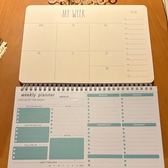 Rae Dunn | Office | Rae Dunn Weekly Planner White And Blue | Poshmark